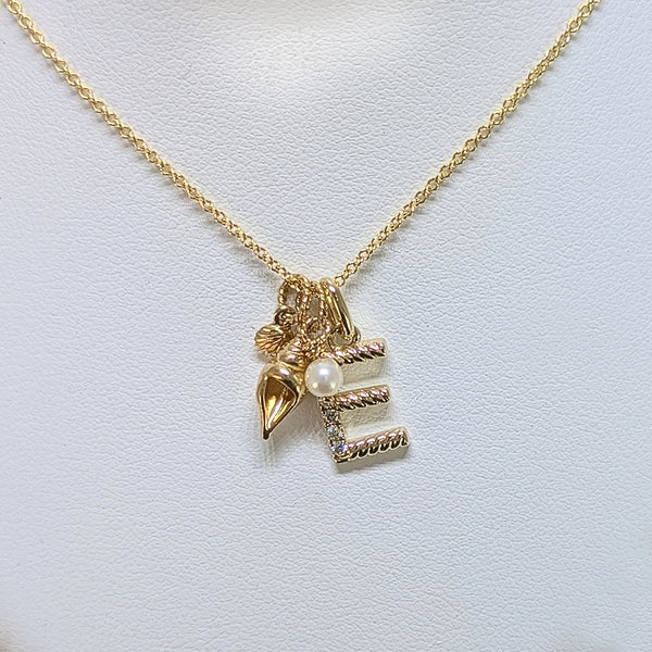 14K Gold Rope Diamond Initial Charm – Maggie Lee Designs