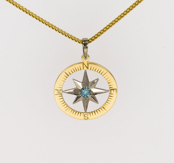 Compass Rose Classic Grande 14K Gold Hand-Engraved Pendant – Maggie Lee ...