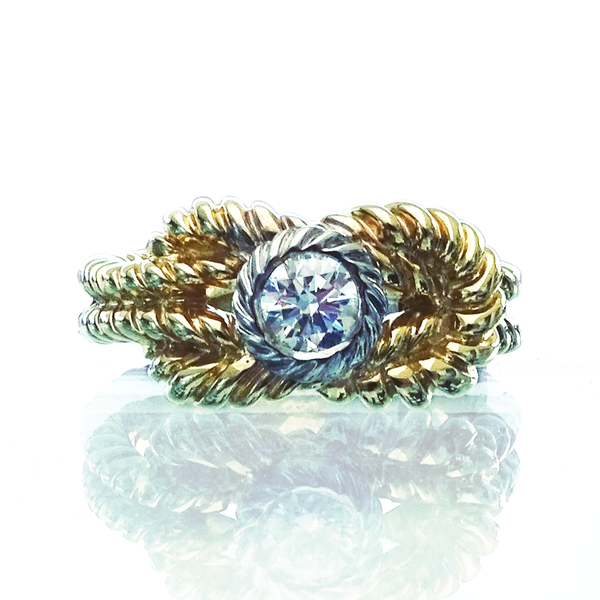 14K Gold Diamond Square Knot Ring – Maggie Lee Designs